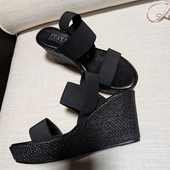 Italian Shoemakers | Shoes | Italian Shoemakers Black Wedge Sandals ...